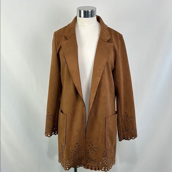 Jackets & Coats | Brown Fauxsuede With Cut Outs Jacket | Poshmark